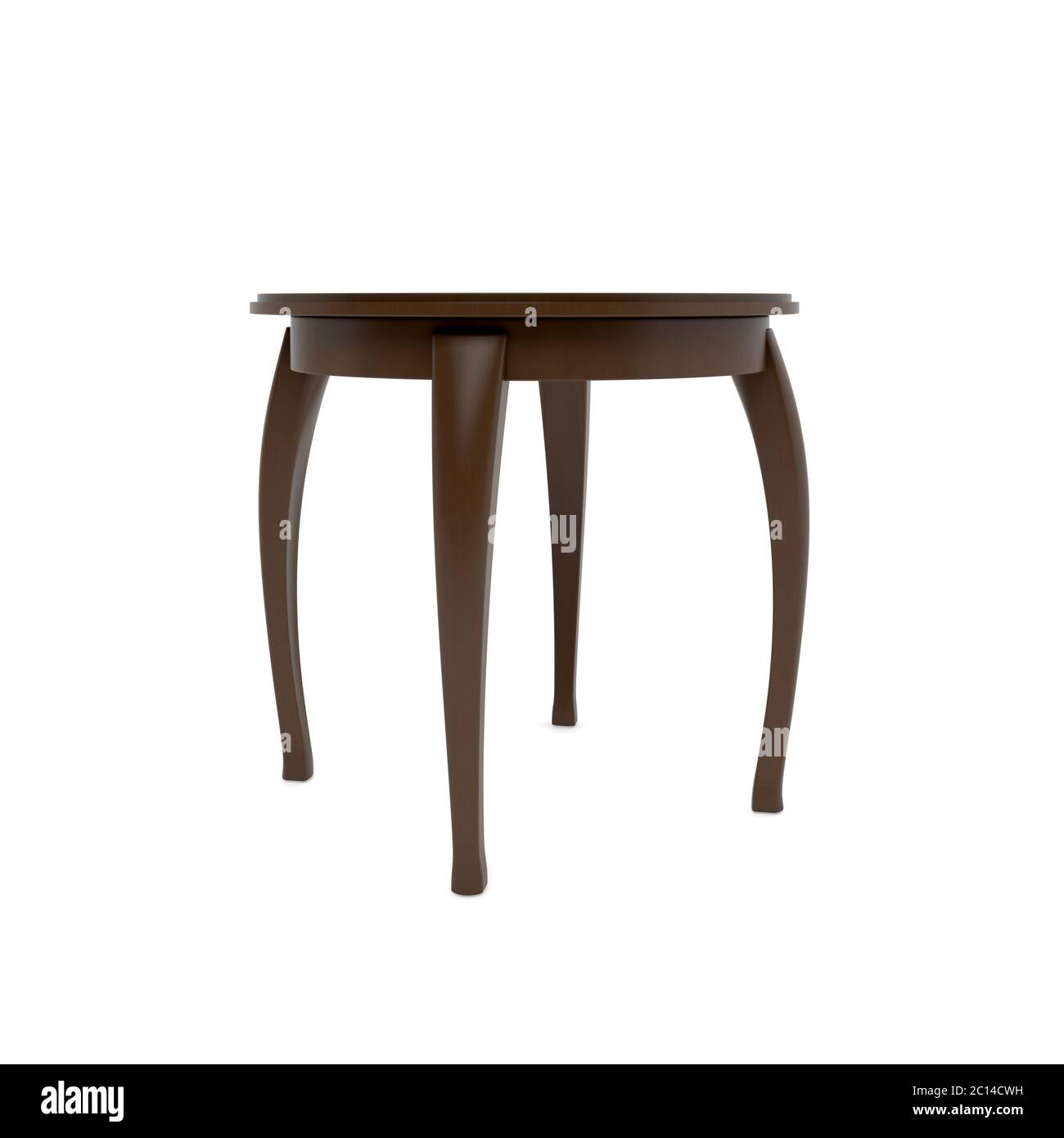 Wooden round table. 3d rendering illustration isolated on white ...