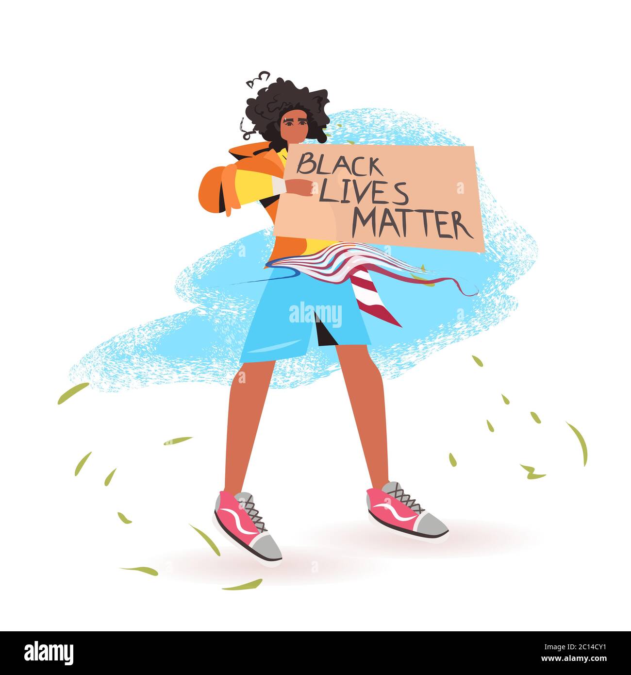 african american woman holding black lives matter banner campaign ...