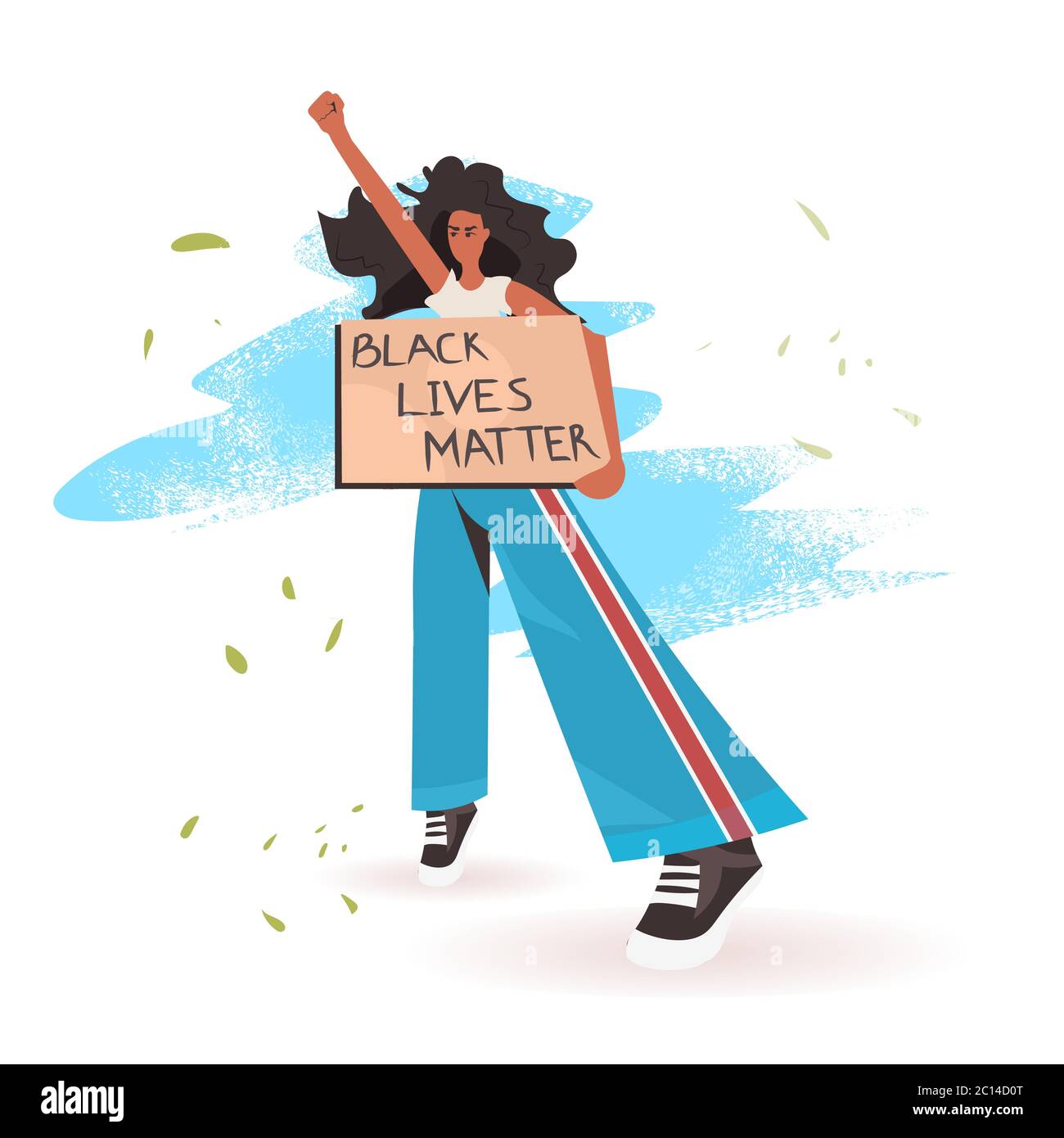 african american woman holding black lives matter banner campaign ...