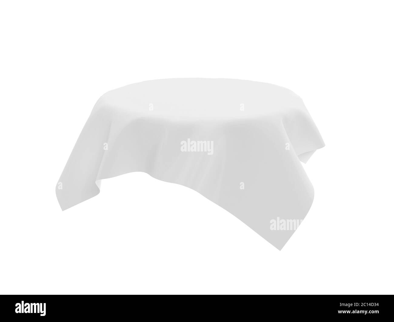 White tablecloth on invisible round table. 3d rendering illustration ...