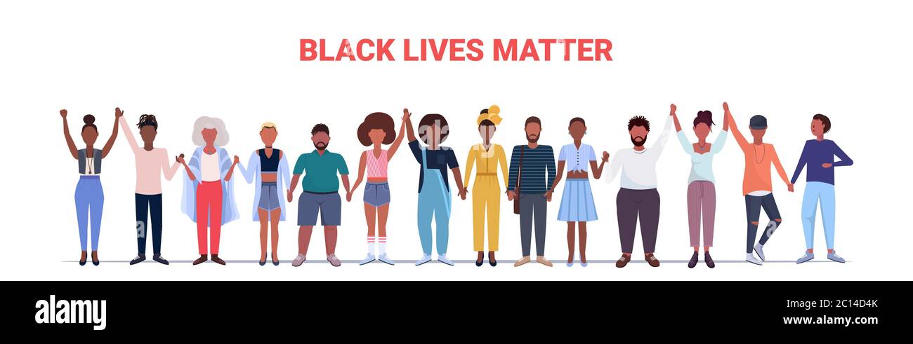 african american protesters holding hands black lives matter concept ...