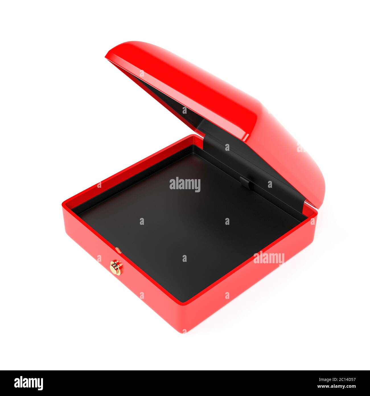 Red jewelry box with black linen. Open empty case for jewel or watch ...