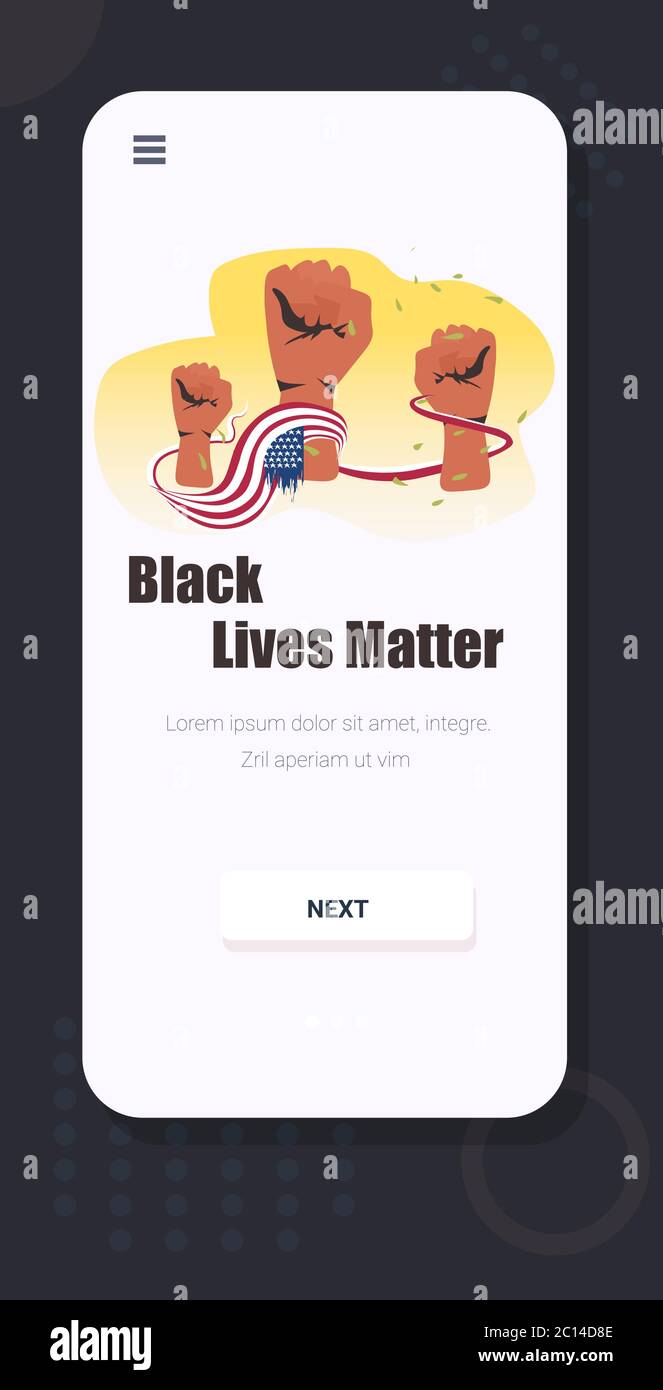 black lives matter banner raised up fists awareness campaign against ...