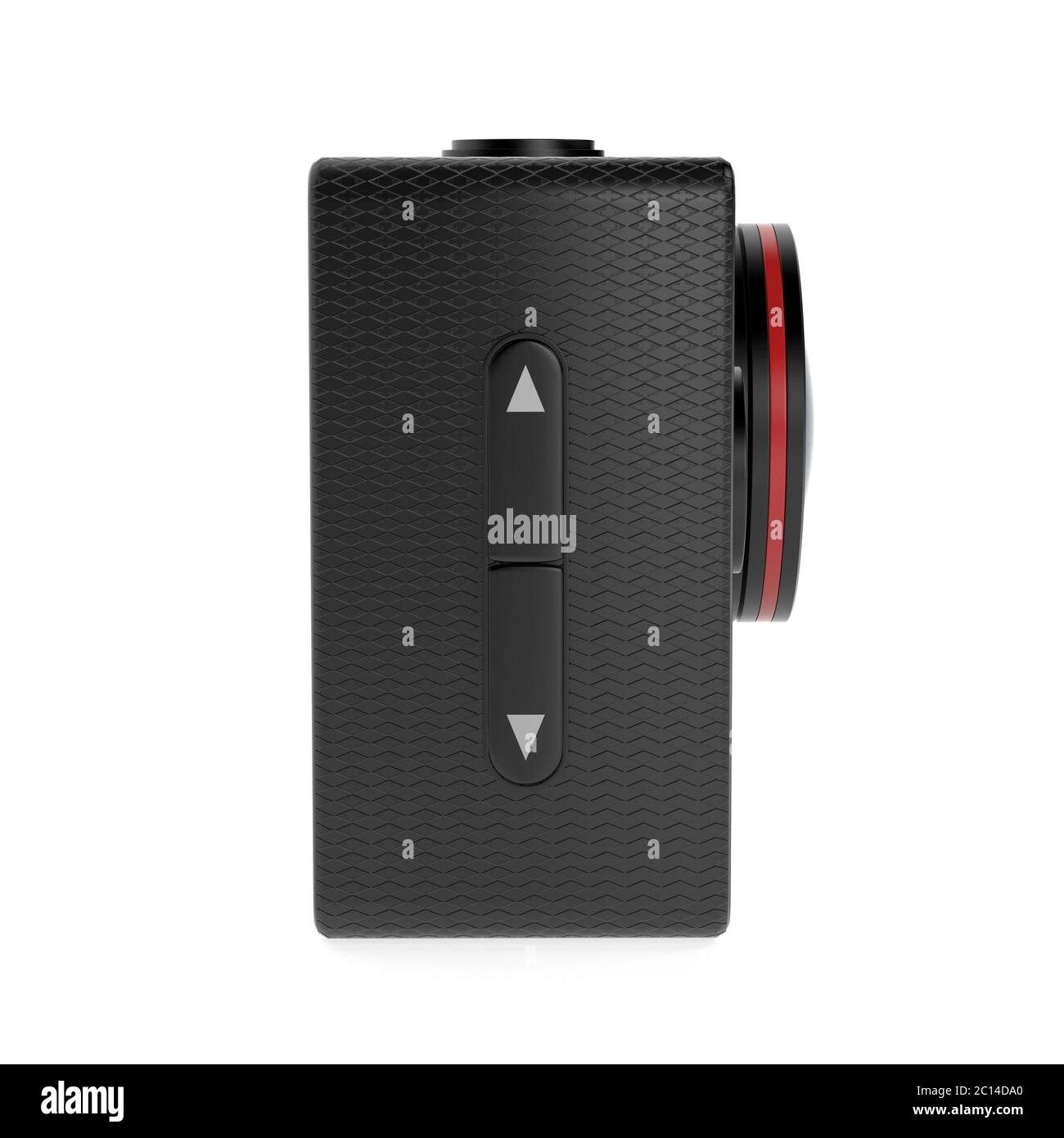 Action camera. Side view. 3d rendering illustration isolated on white ...