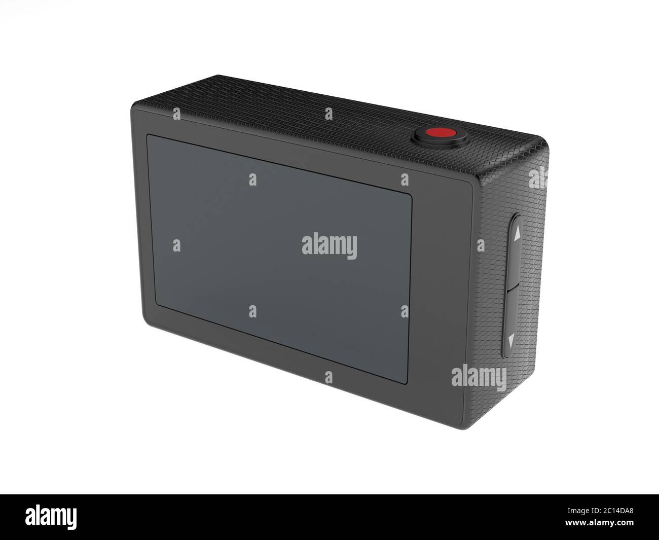 Action camera. Back view. 3d rendering illustration isolated on white ...
