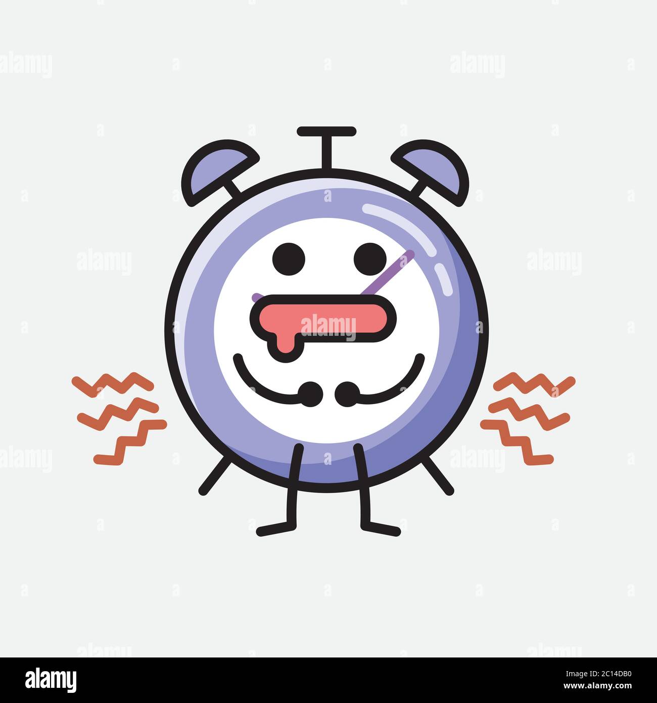 An illustration of Cute Alarm Clock Mascot Vector Character in Flat ...