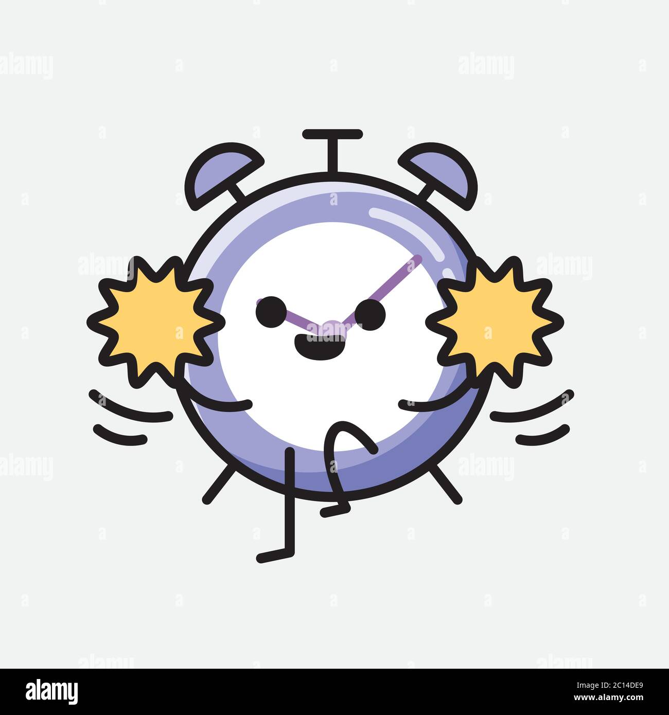 An illustration of Cute Alarm Clock Mascot Vector Character in Flat ...