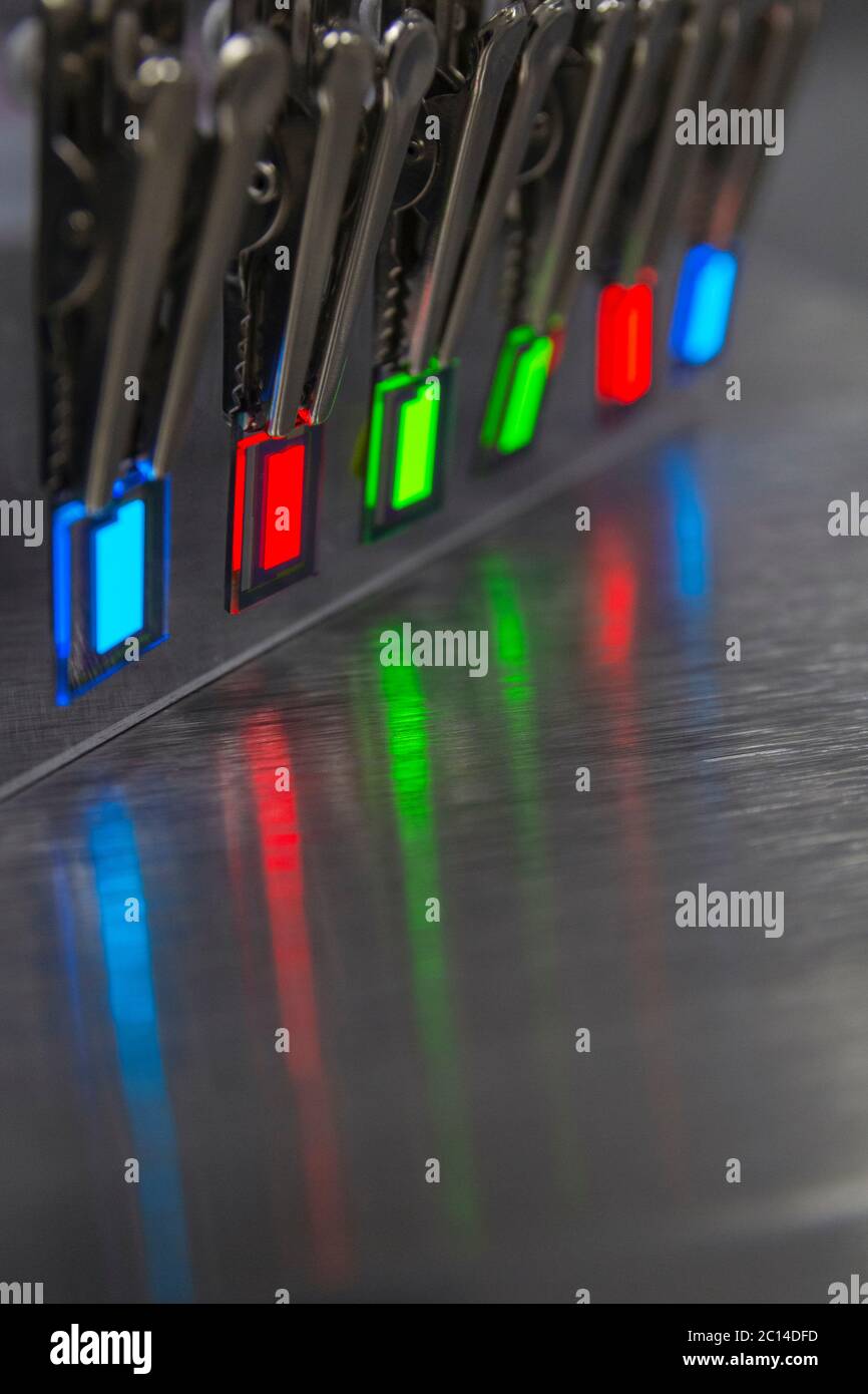 Small oled displays is lighting on a probe station. Lighting display ...