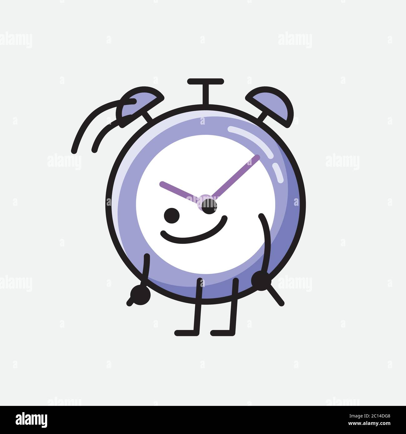 An illustration of Cute Alarm Clock Mascot Vector Character in Flat ...