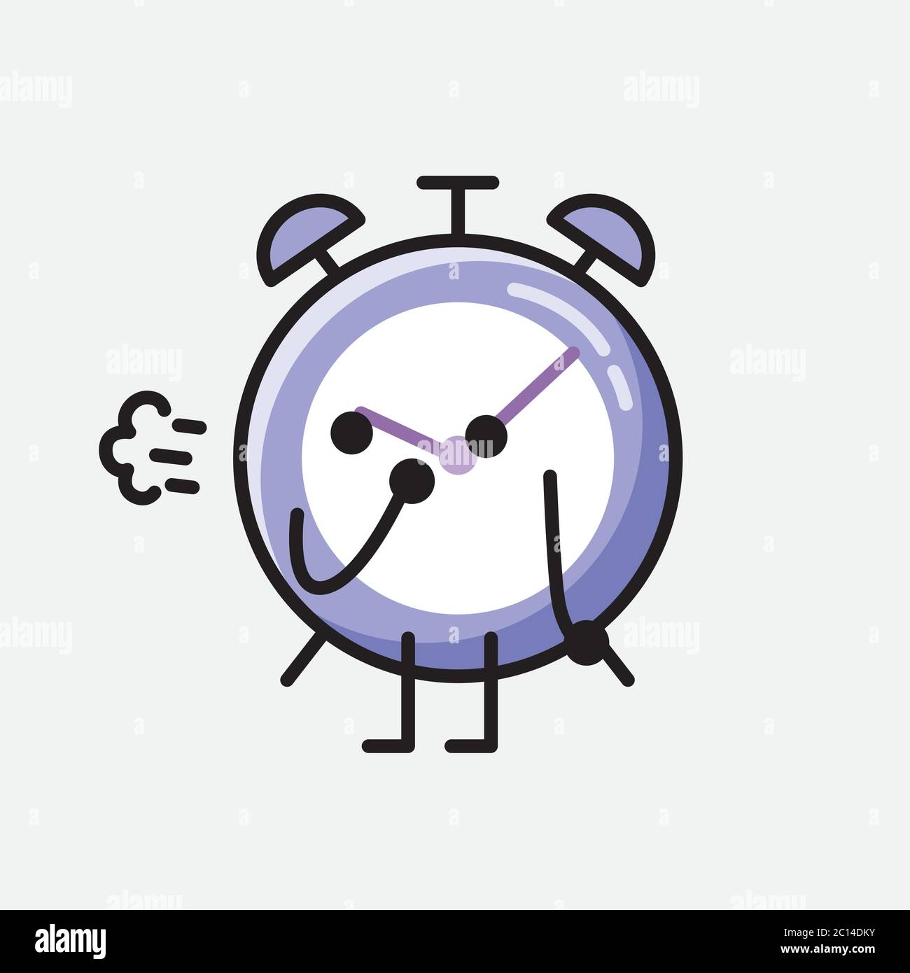 An illustration of Cute Alarm Clock Mascot Vector Character in Flat ...