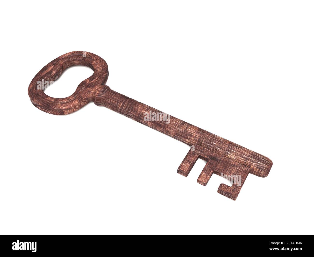 Old vintage rusty key. 3d rendering illustration isolated on white ...