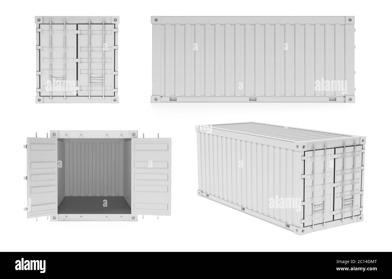 White shipping freight containers. 3d rendering illustration isolated ...
