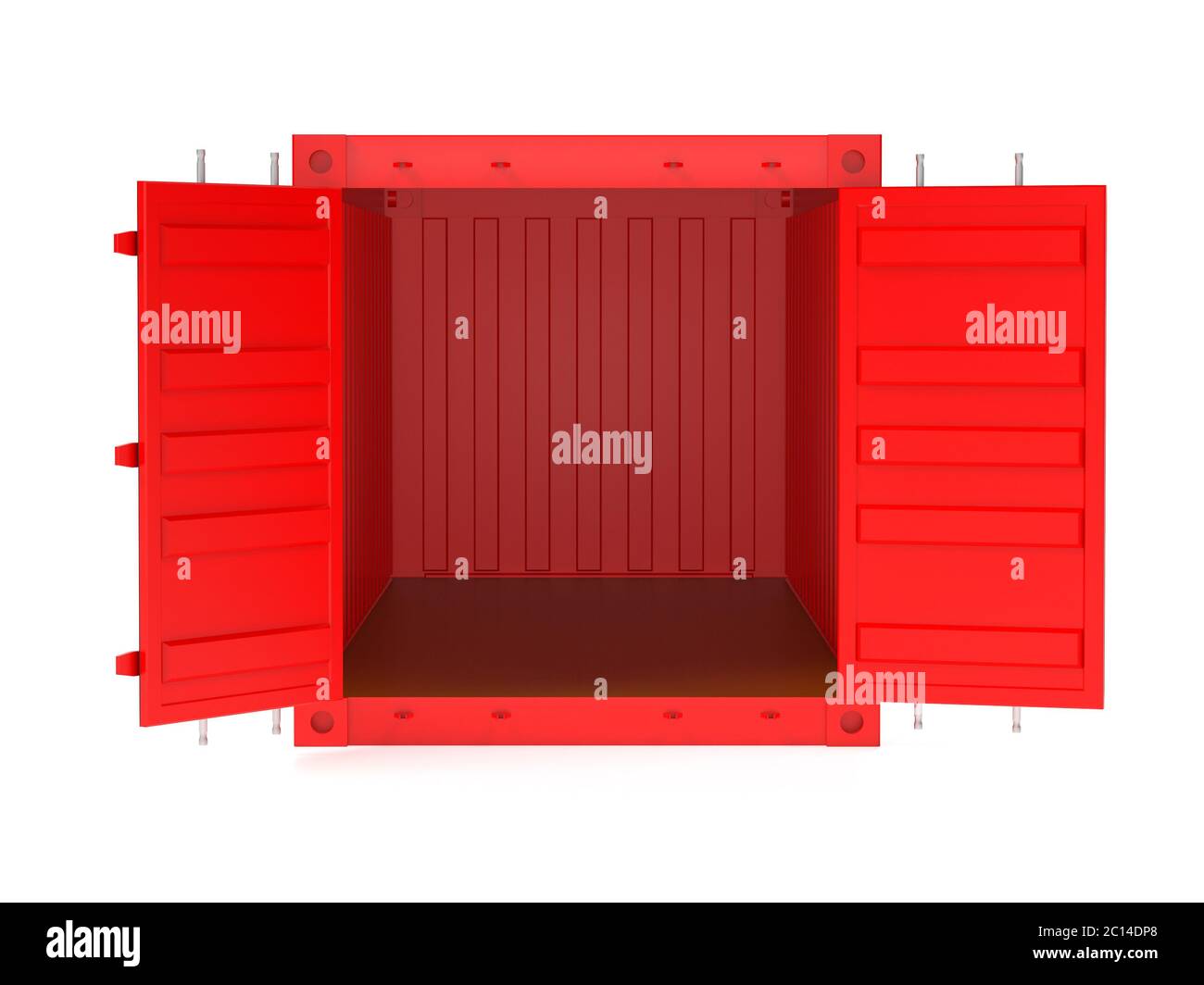 Shipping freight container. Red open container. 3d rendering illustration isolated on white ...