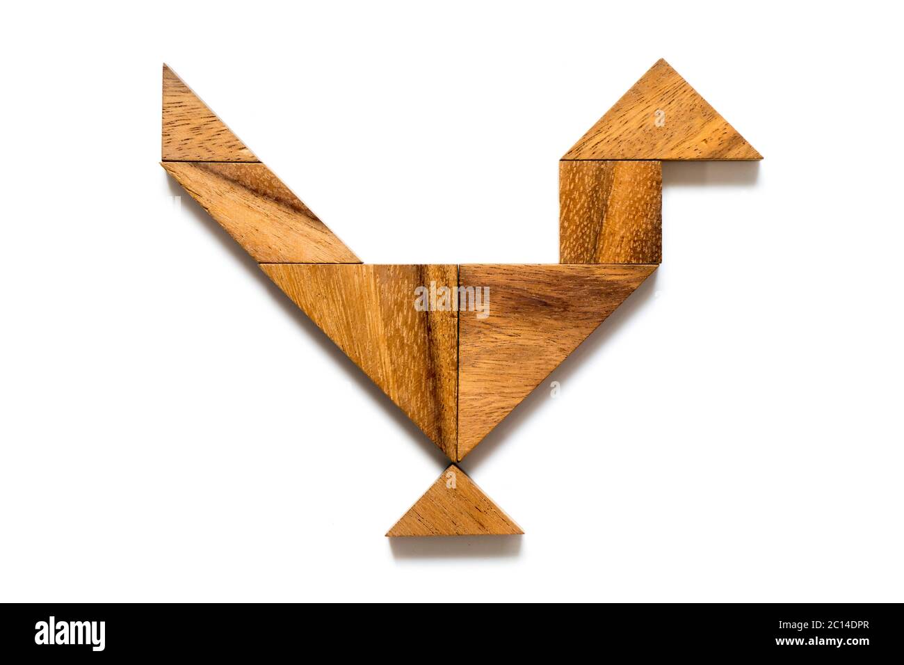 Wooden tangram puzzle in bird shape on white background Stock Photo - Alamy