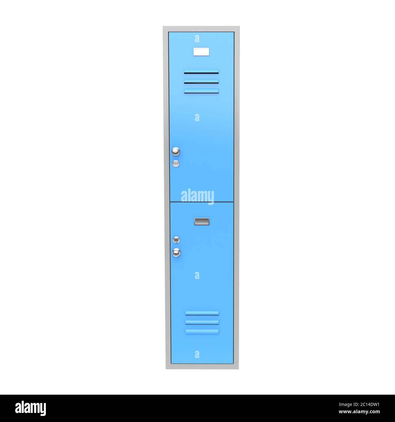 Single blue gym locker with two doors. 3d rendering illustration ...
