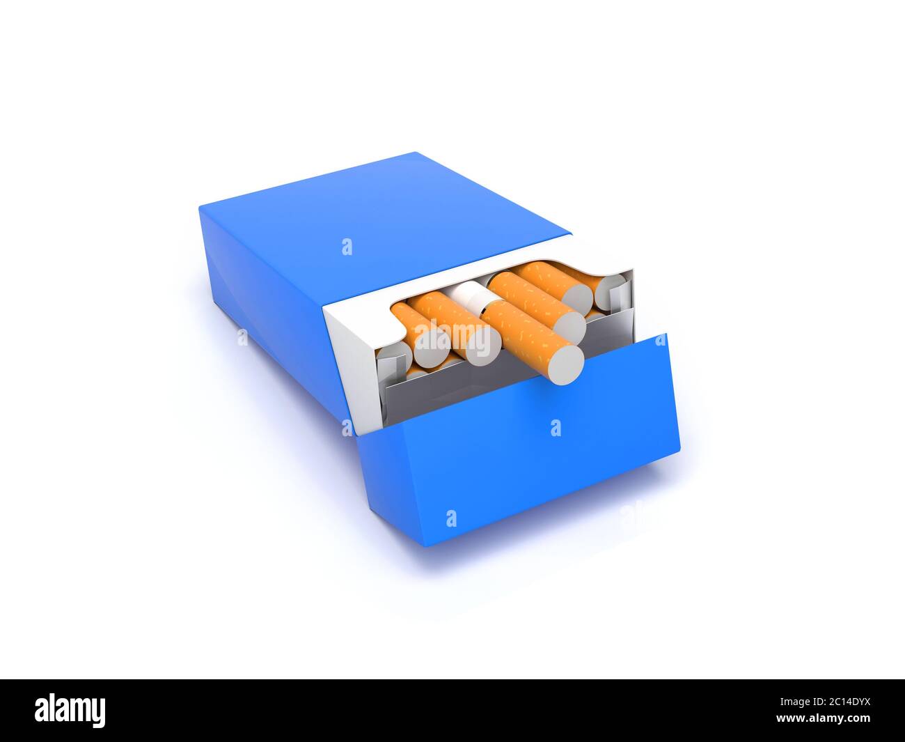 Blue pack of cigarettes laying. 3d rendering illustration isolated on ...