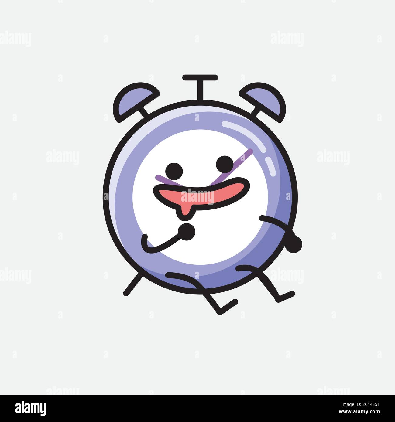 An illustration of Cute Alarm Clock Mascot Vector Character in Flat ...