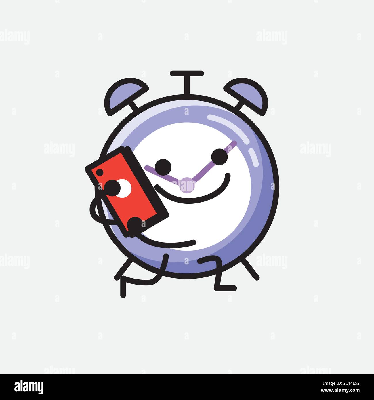 An illustration of Cute Alarm Clock Mascot Vector Character in Flat ...
