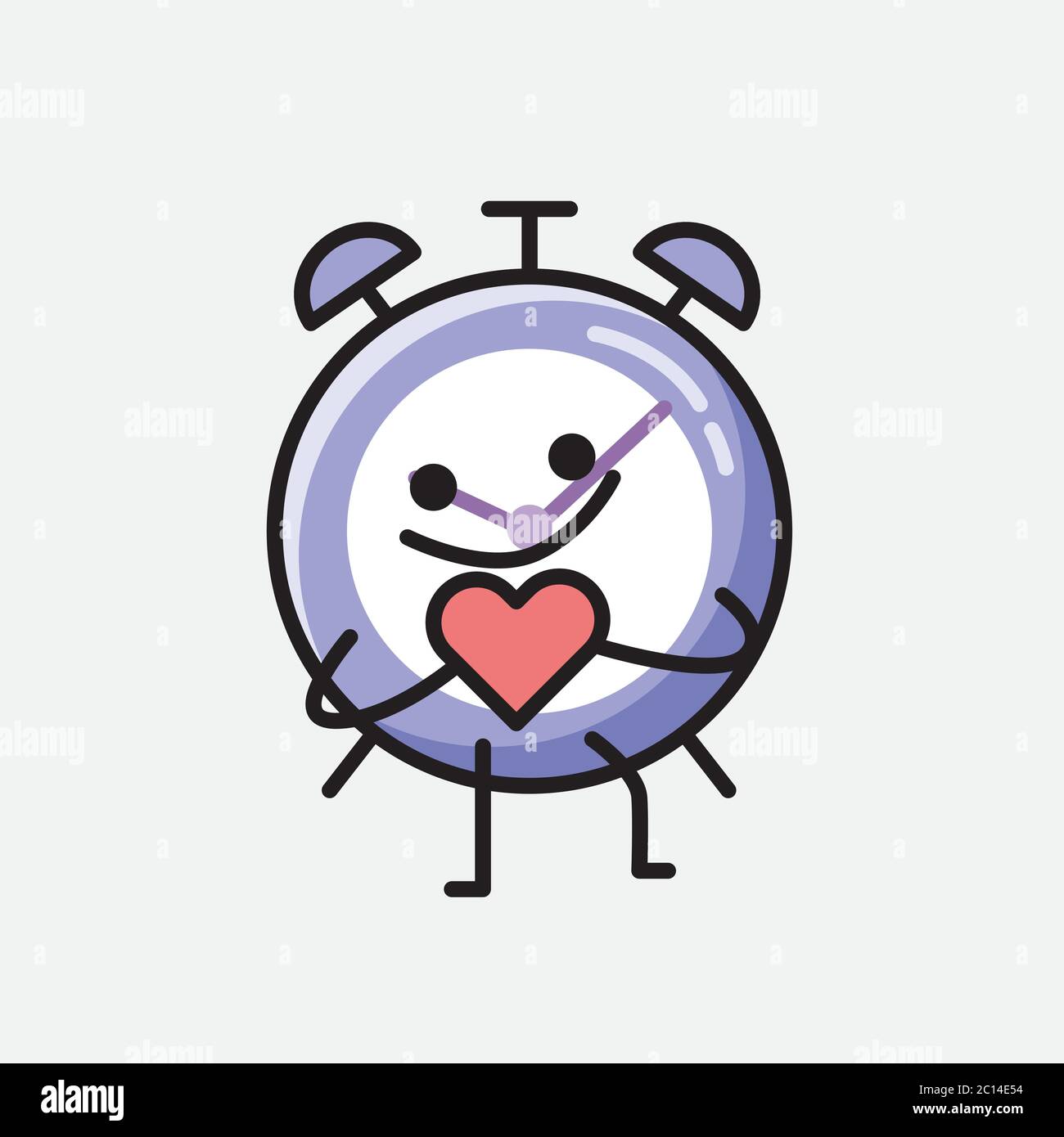 An illustration of Cute Alarm Clock Mascot Vector Character in Flat ...