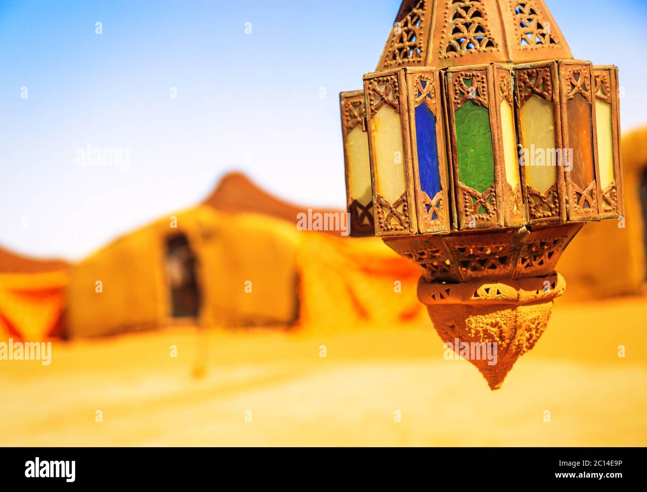 coloreful berber lamp with traditional nomad tents on background Stock ...