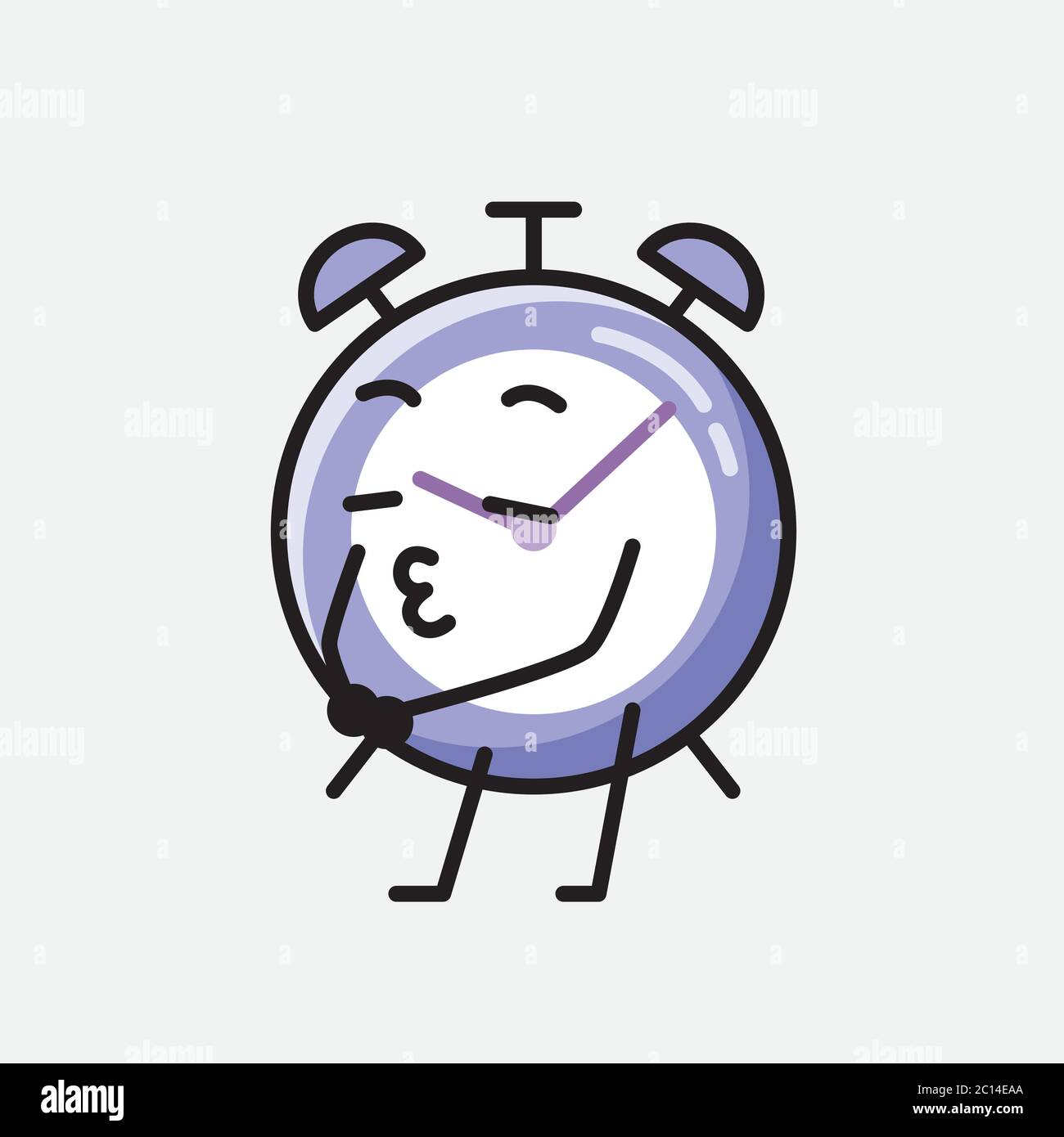 An illustration of Cute Alarm Clock Mascot Vector Character in Flat ...