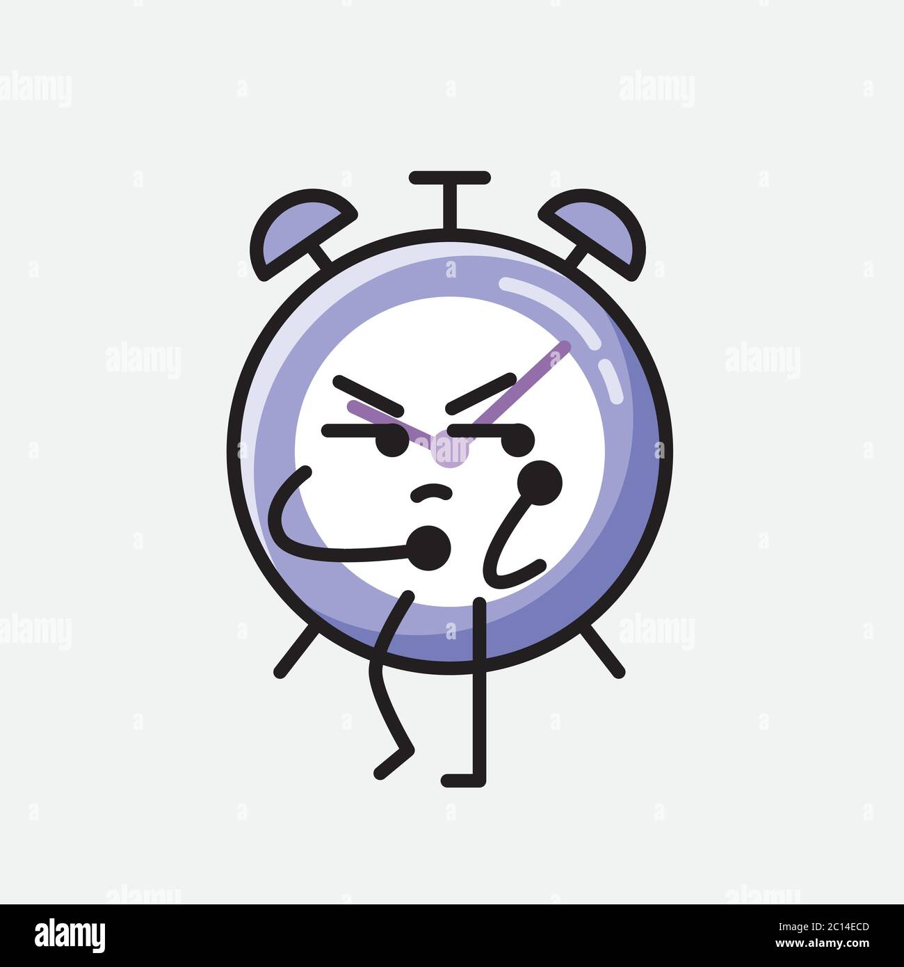 An illustration of Cute Alarm Clock Mascot Vector Character in Flat ...
