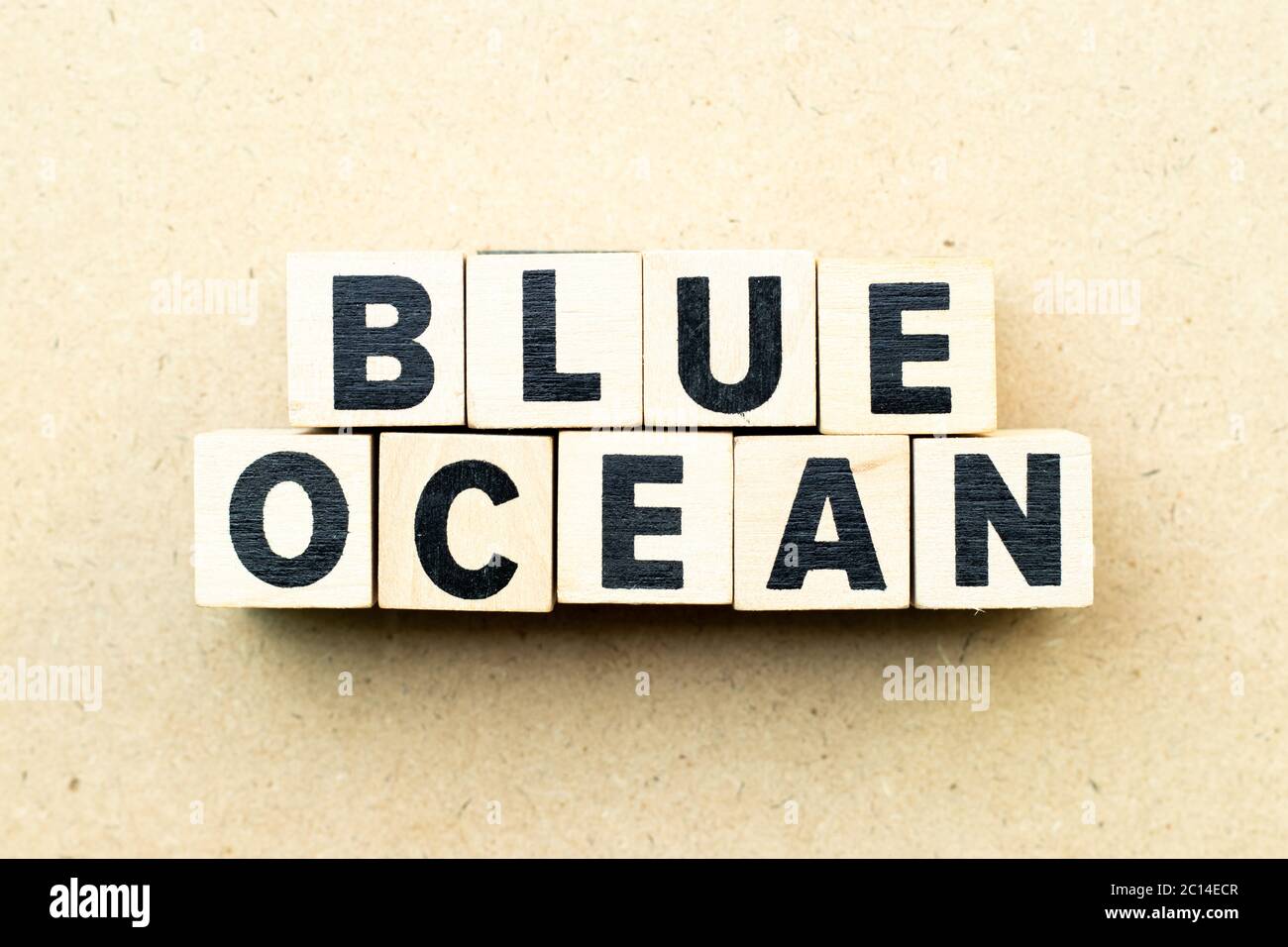 Letter block in word blue ocean on wood background Stock Photo - Alamy