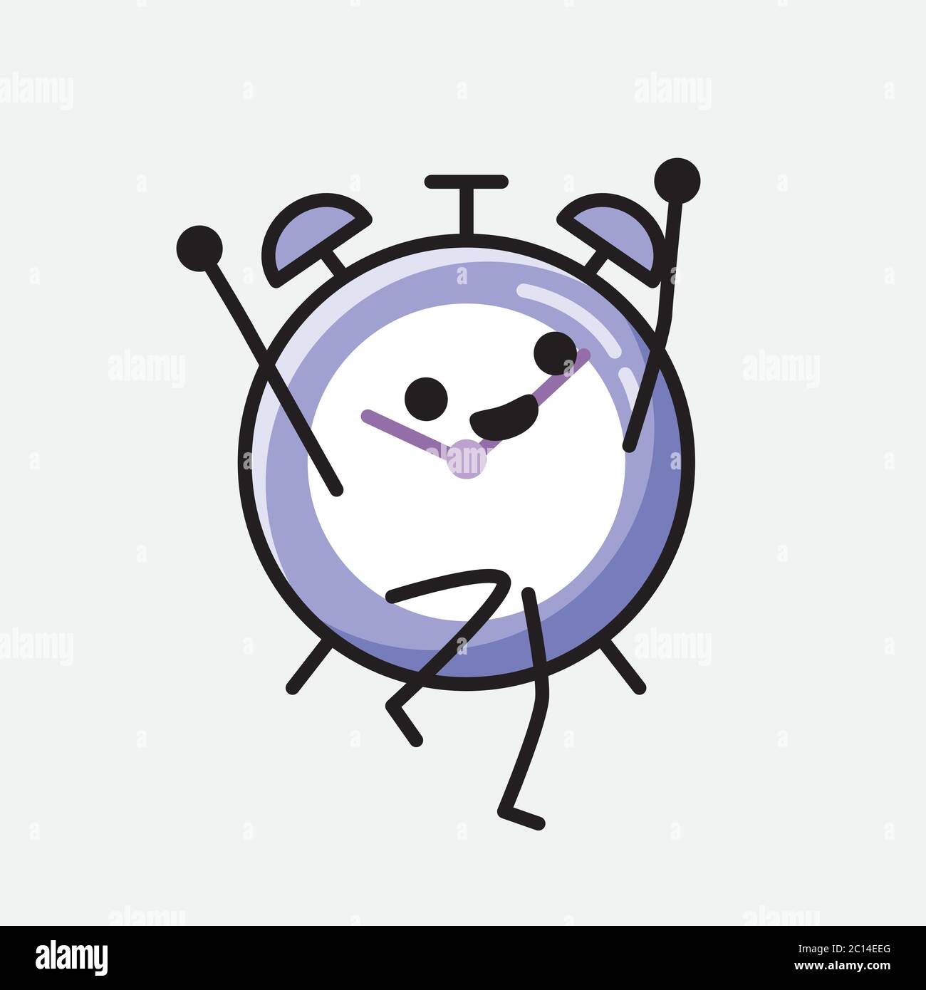 An illustration of Cute Alarm Clock Mascot Vector Character in Flat ...