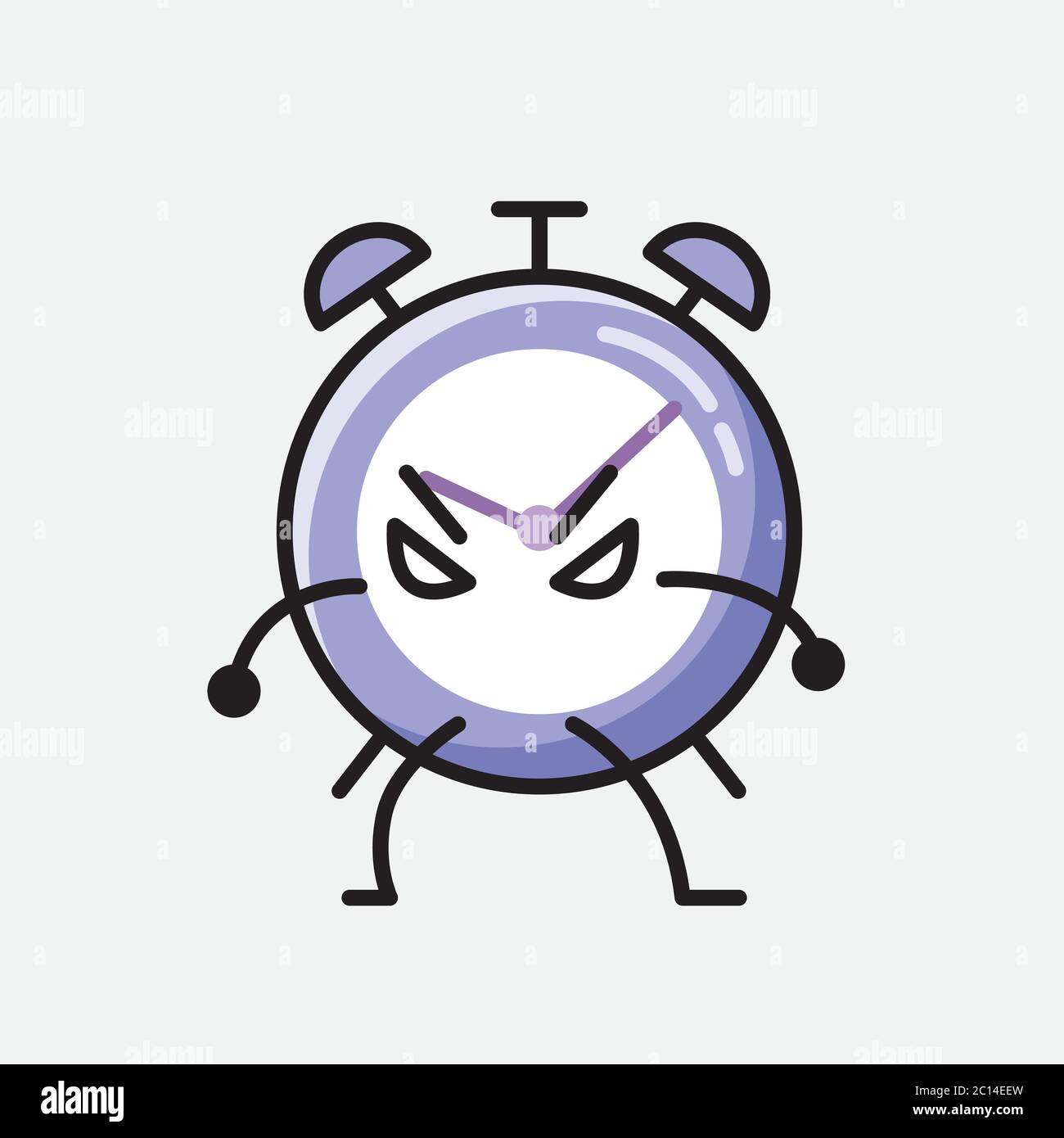 An illustration of Cute Alarm Clock Mascot Vector Character in Flat ...