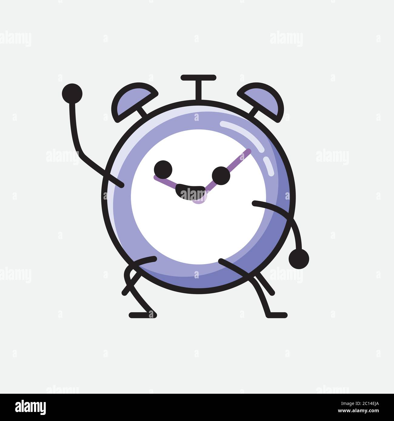 An illustration of Cute Alarm Clock Mascot Vector Character in Flat ...