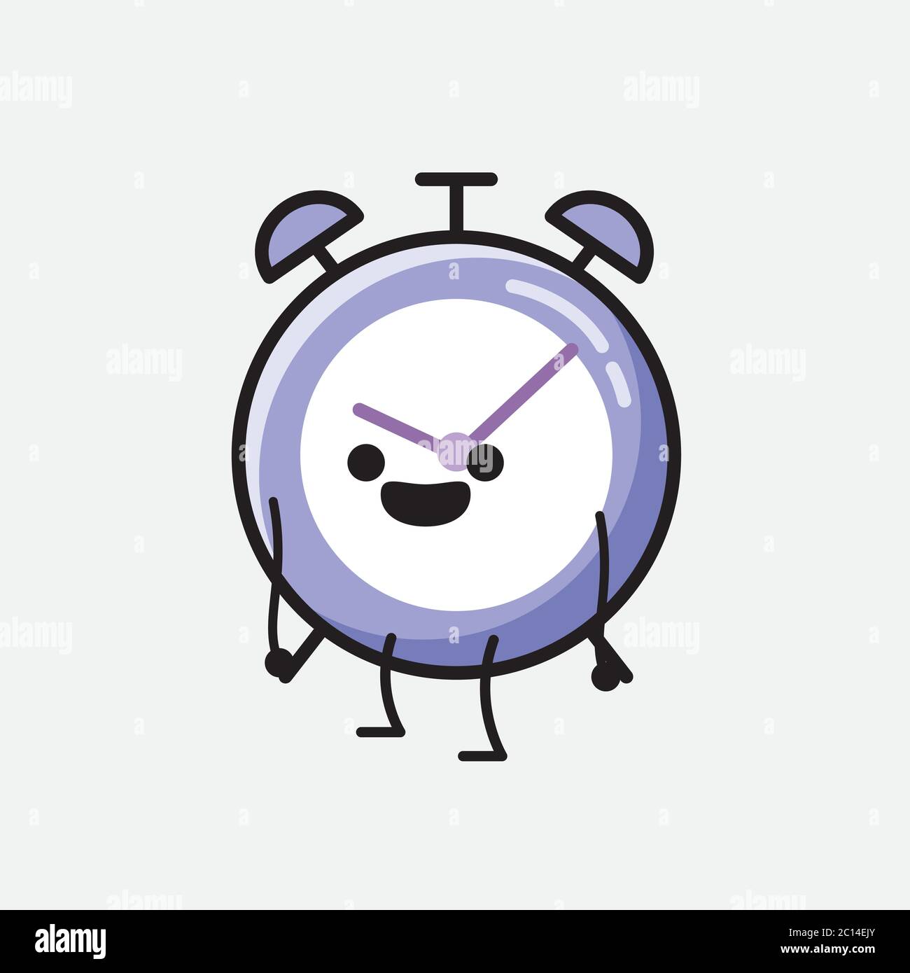 An illustration of Cute Alarm Clock Mascot Vector Character in Flat ...