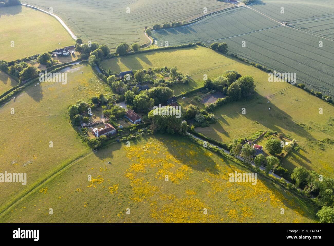 Stunning drone landscape image over lush green Summer English ...