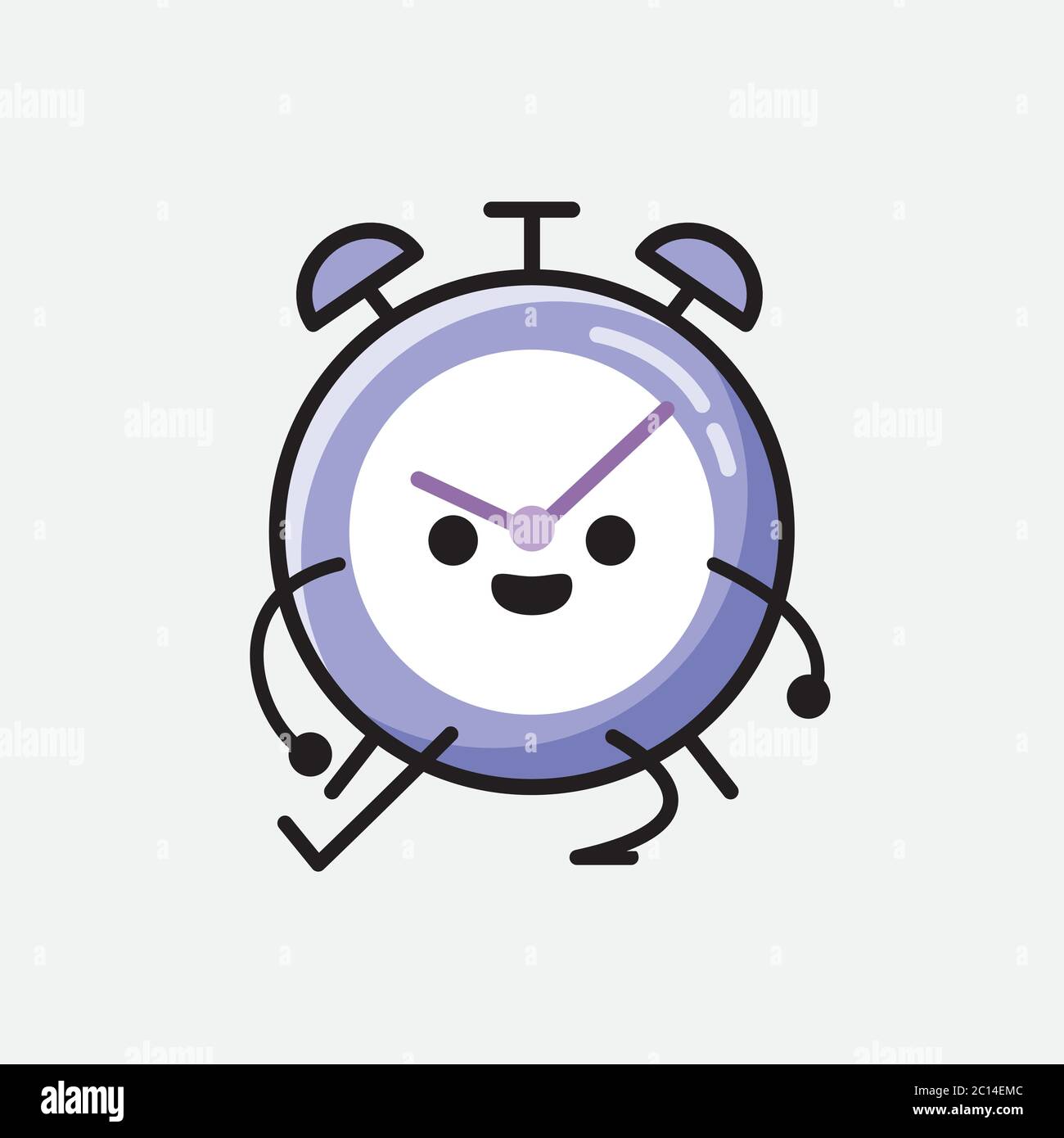 An illustration of Cute Alarm Clock Mascot Vector Character in Flat ...