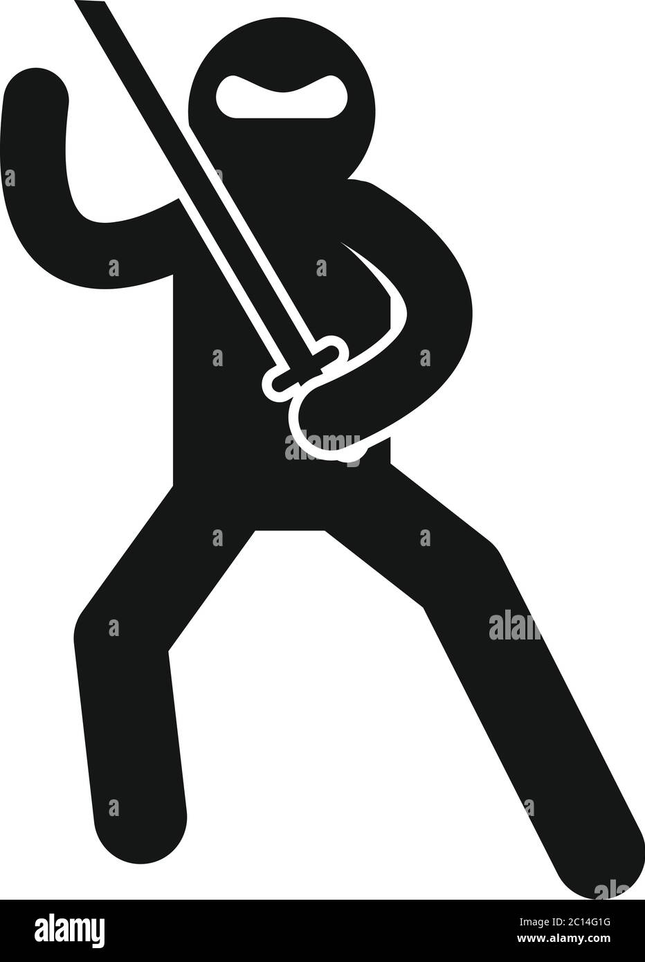 Ninja fighting icon. Simple illustration of ninja fighting vector icon ...