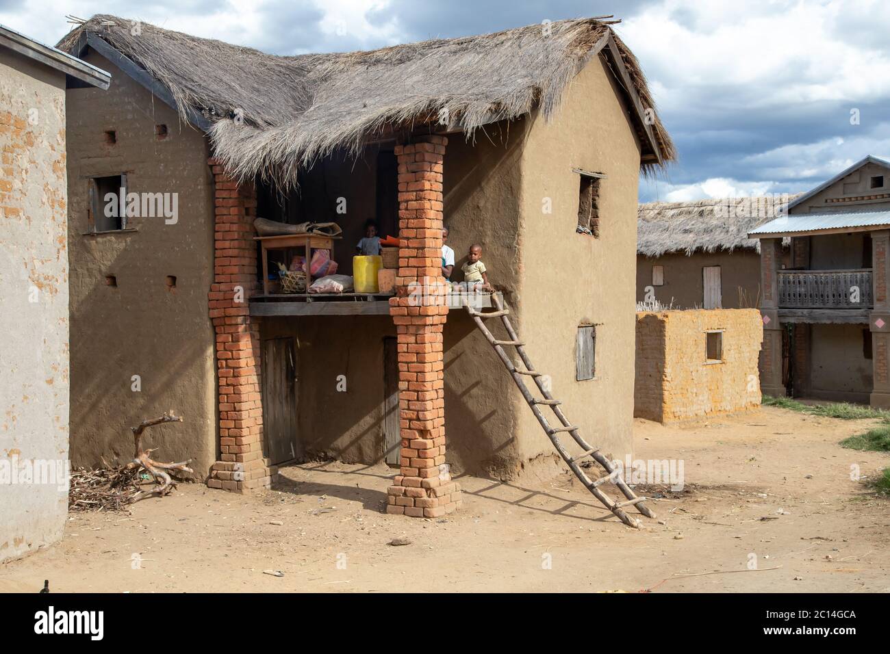 The native Malagasy house with its inhabitants Stock Photo - Alamy