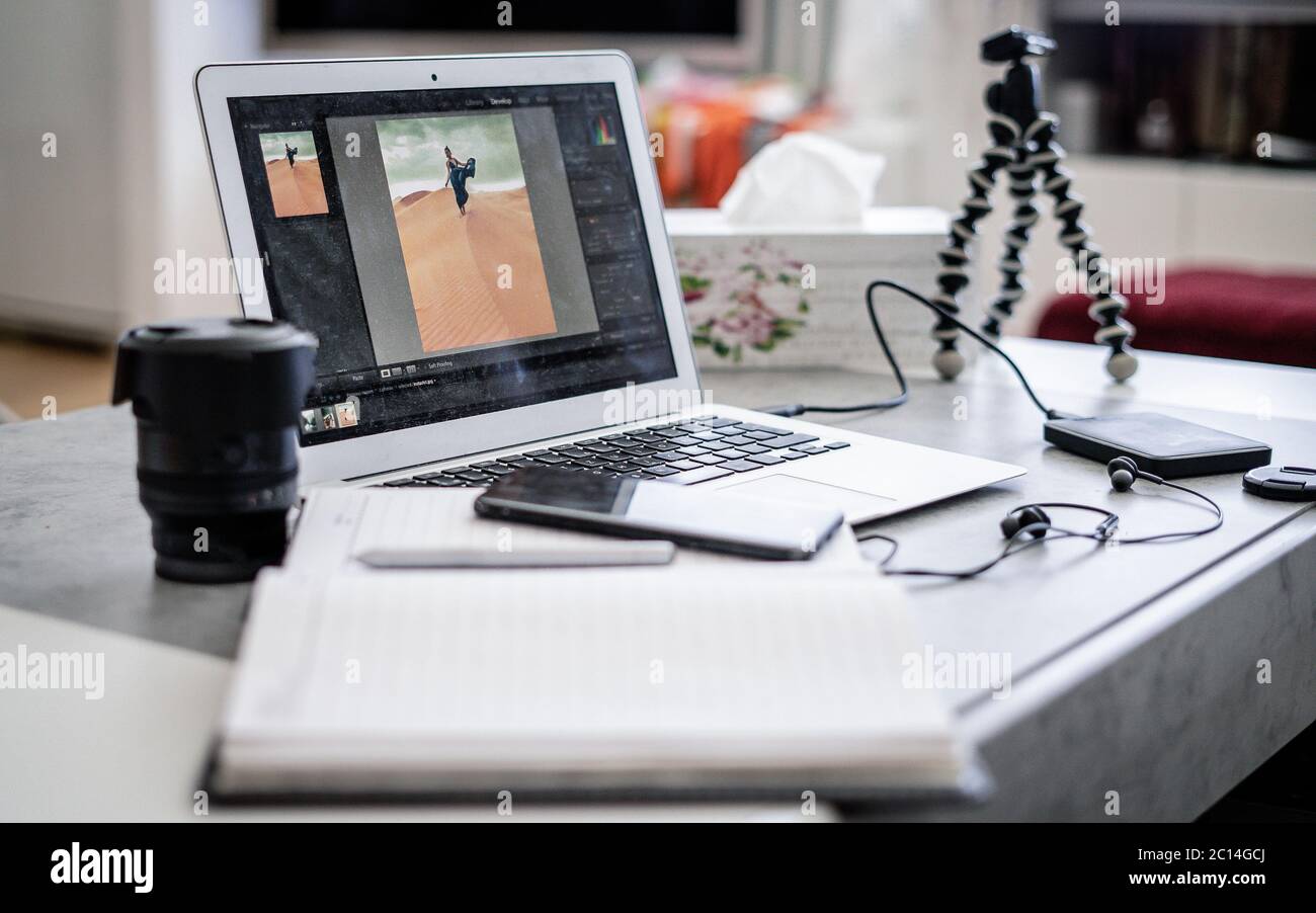 Photographer's home office space. Working remotely - work from home ...