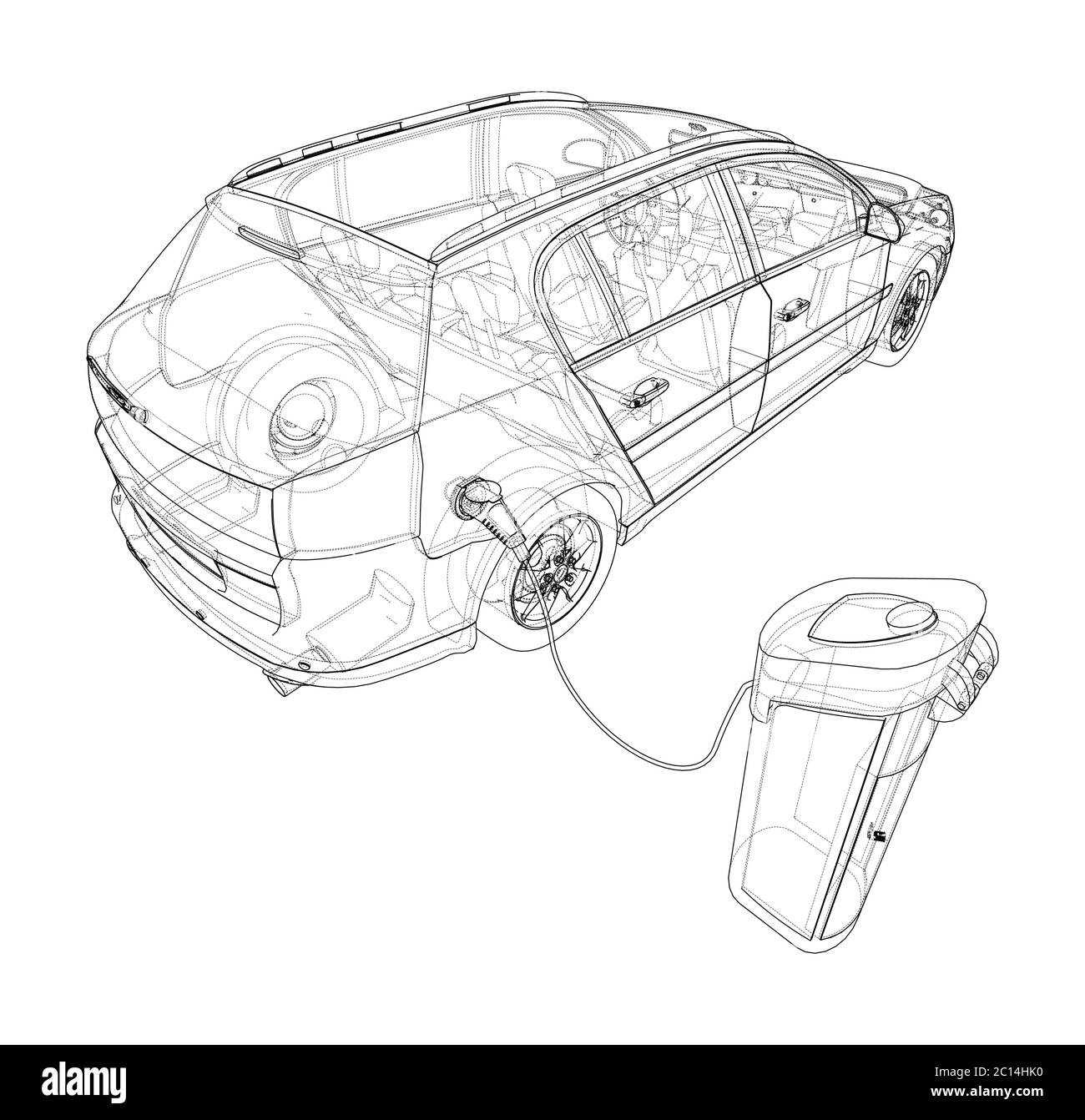 Electric Vehicle Charging Station Sketch. Vector Stock Vector Image ...