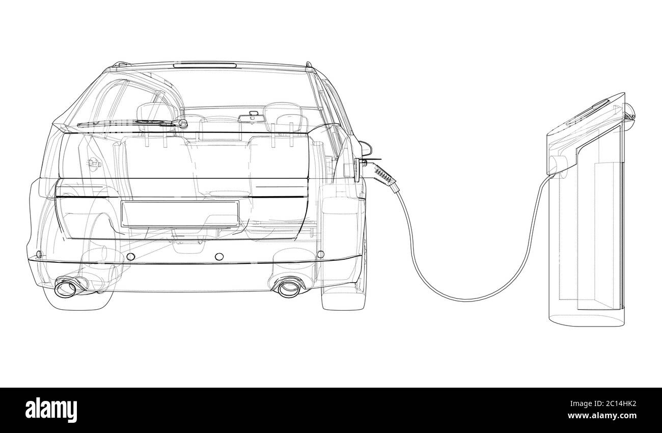 Electric Vehicle Charging Station Sketch. Vector Stock Vector Image ...