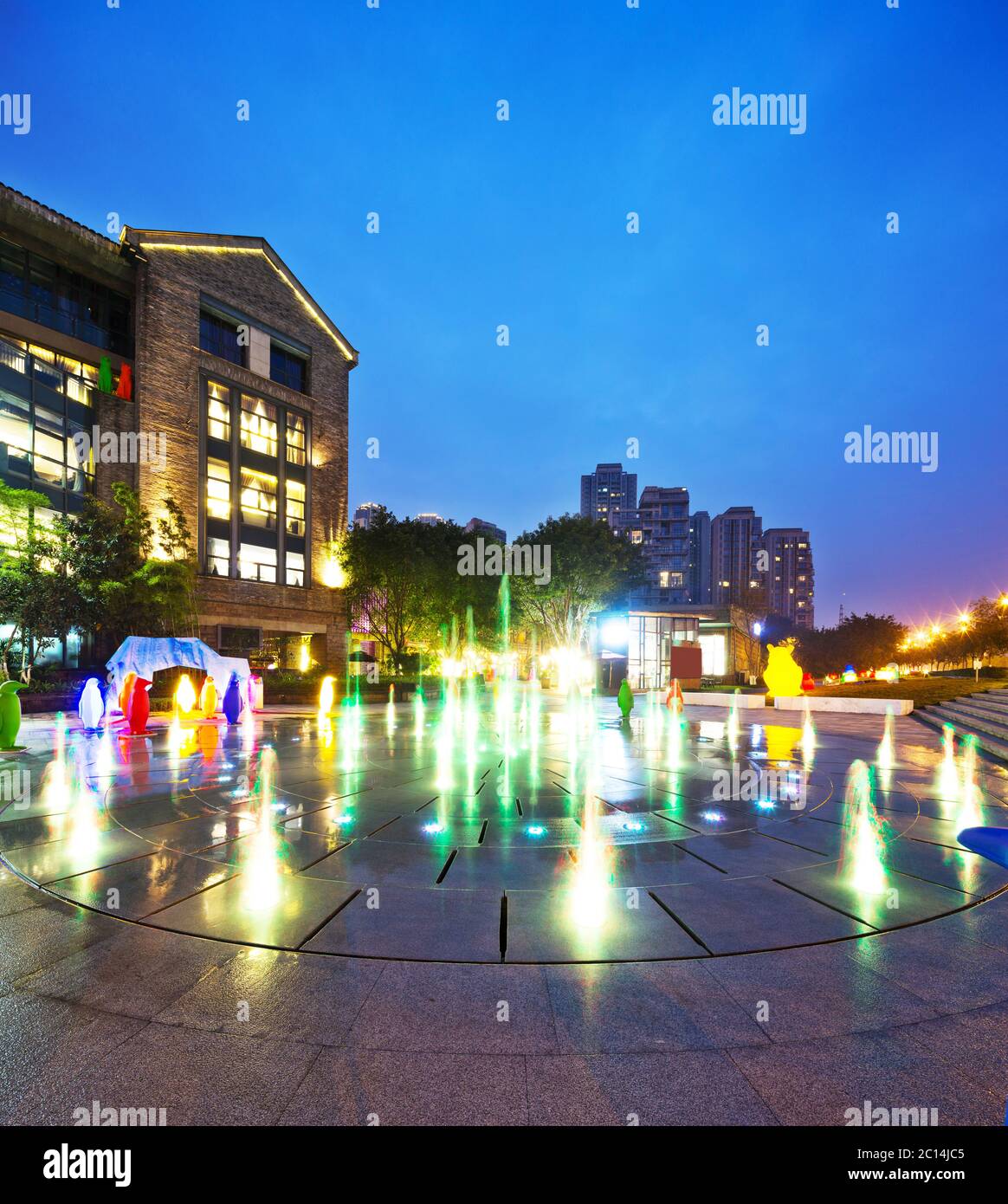 modern business buildings and empty city street Stock Photo - Alamy