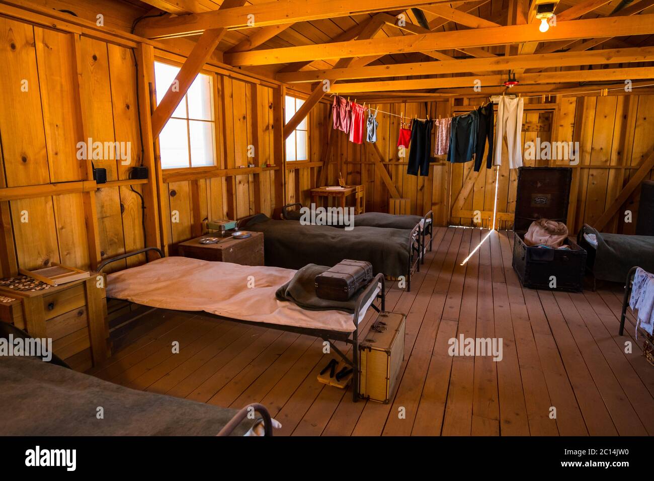 Inside one of the barracks of the Nikkei concentration camp of Manzanar ...
