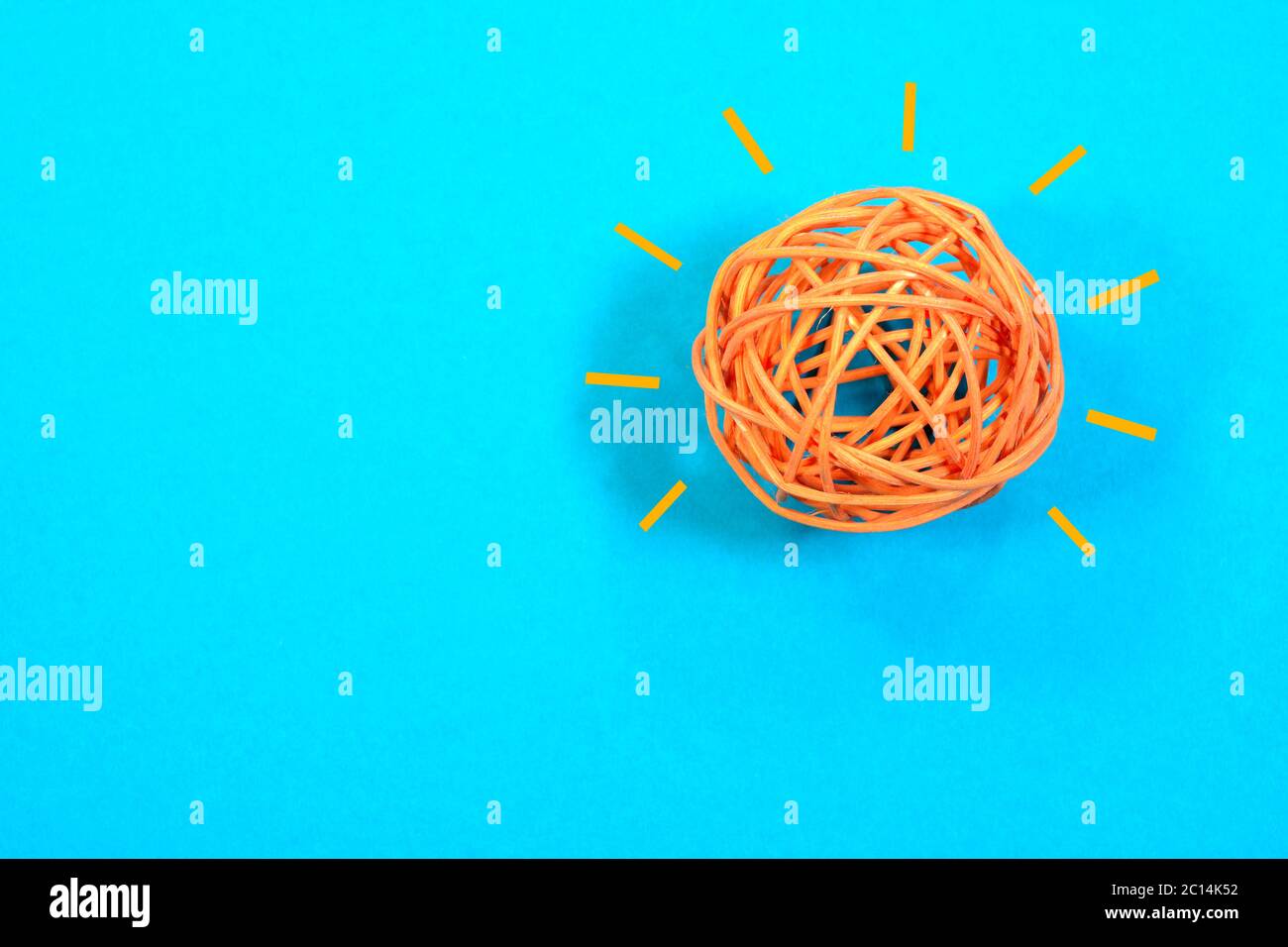 Concept of Ideas and Innovation. Light bulb concept of orange string ...