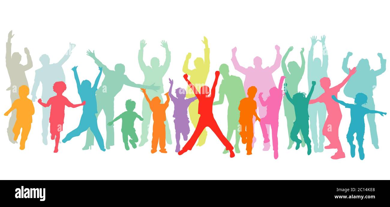 Children boys girls cheer Stock Vector Images - Alamy