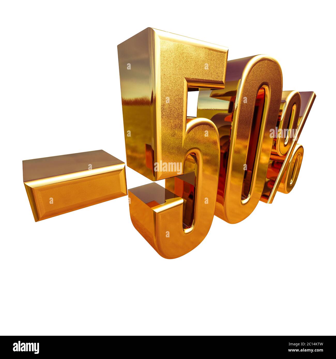 3d Gold 50 Fifty Percent Sign Stock Photo - Alamy