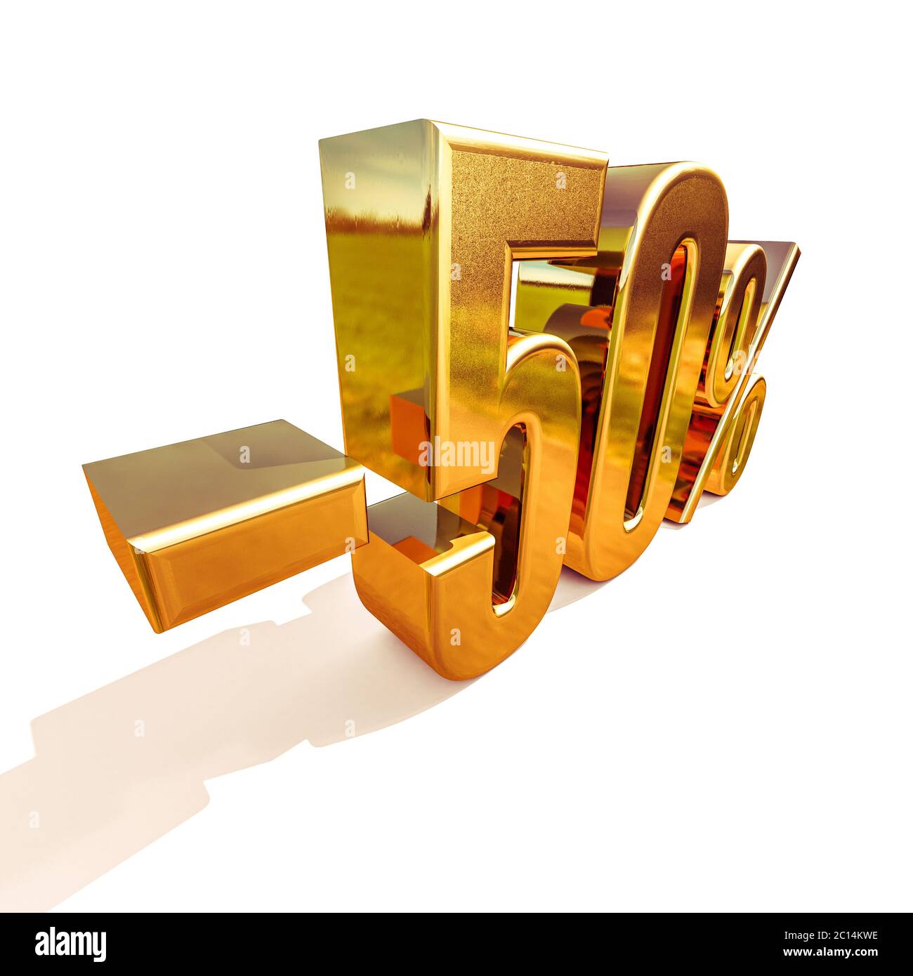 3d Gold 50 Fifty Percent Sign Stock Photo - Alamy