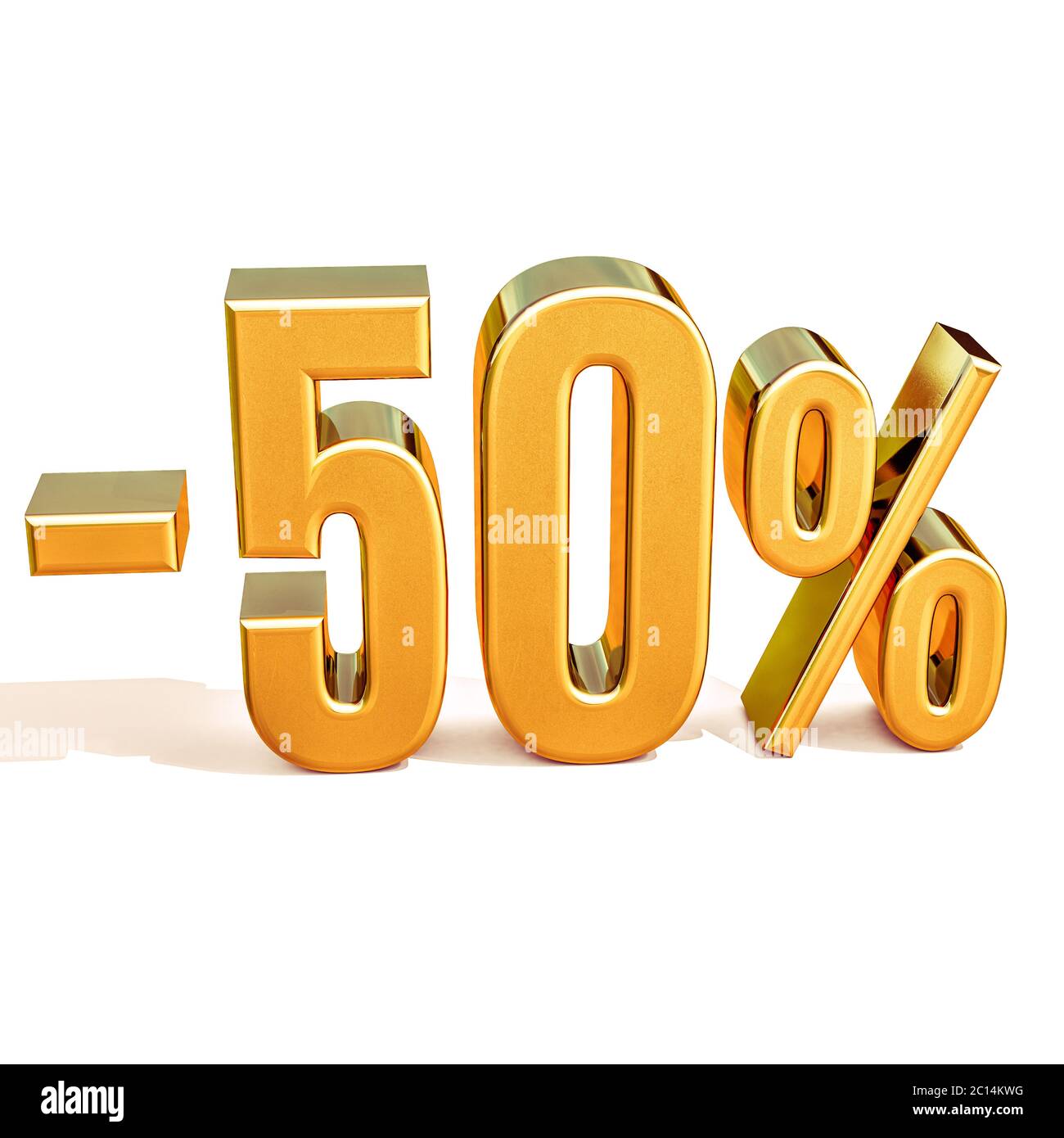 3d Gold 50 Fifty Percent Sign Stock Photo - Alamy