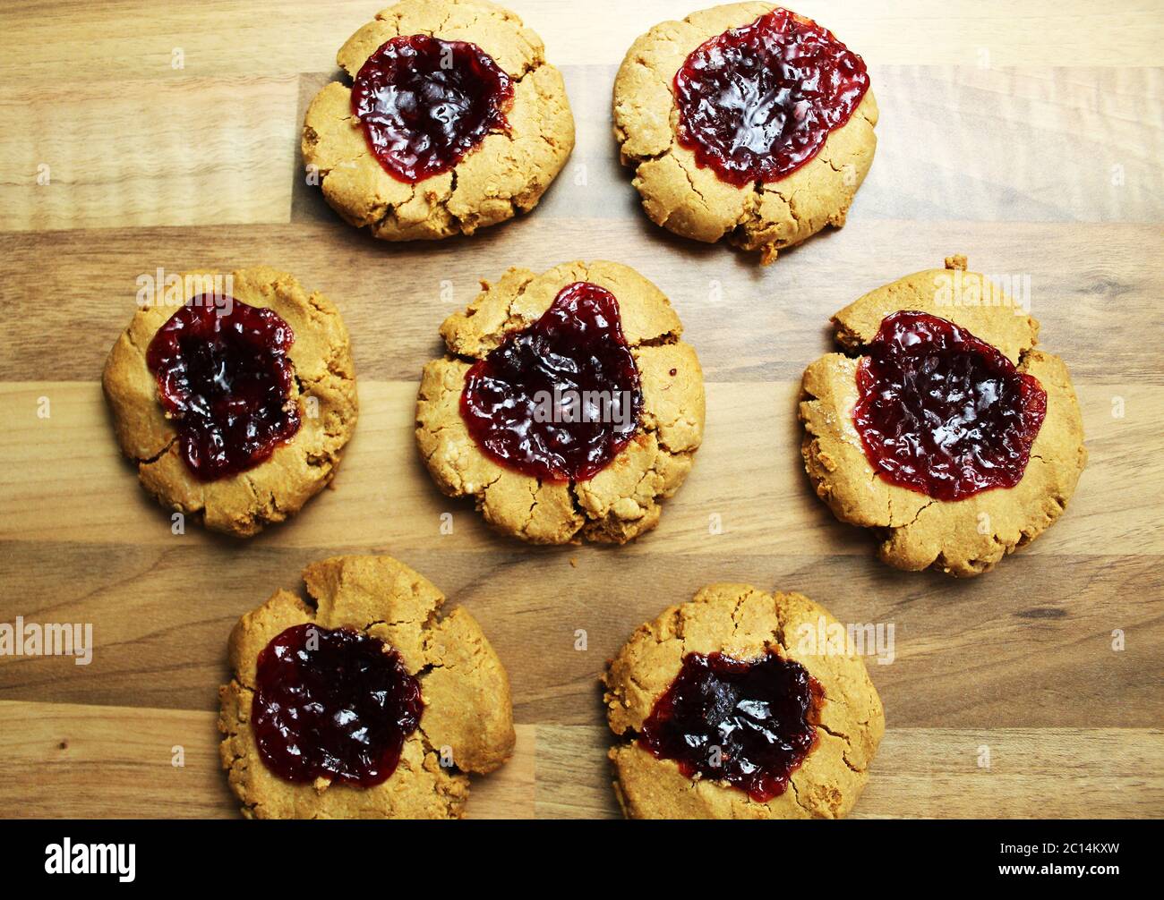 Peanut Butter and Jam Cookies Stock Photo - Alamy