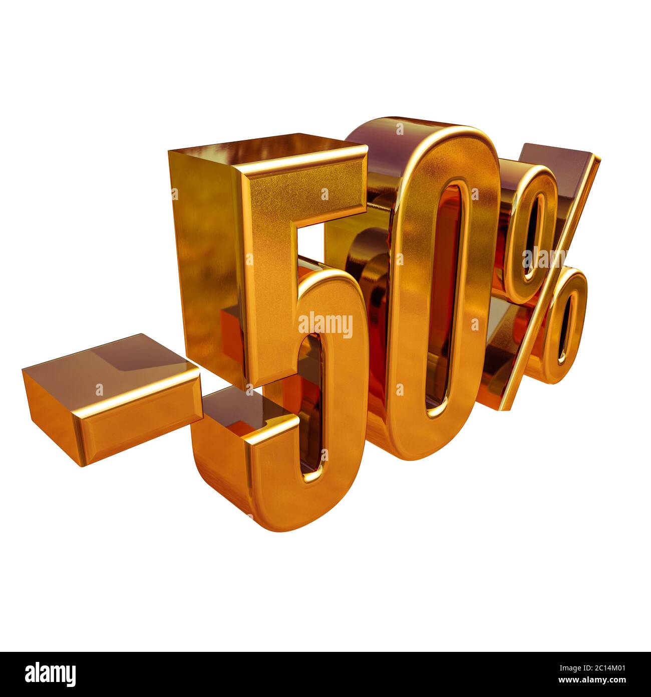 3d Gold 50 Fifty Percent Sign Stock Photo - Alamy