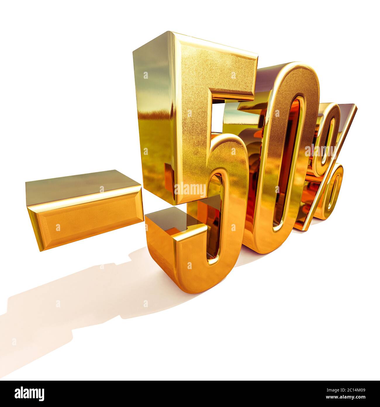 3d Gold 50 Fifty Percent Sign Stock Photo - Alamy