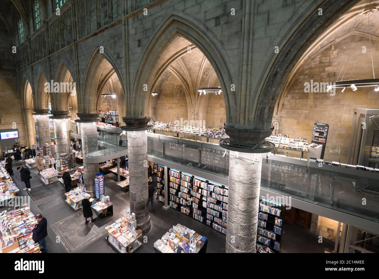 Interior of Dominican church converted into a bookstore with restaurant ...
