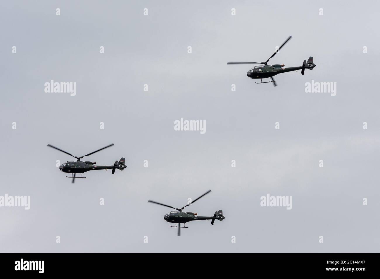 Belgrade / Serbia - September 9, 2017: Aerospatiale Gazelle helicopters ...